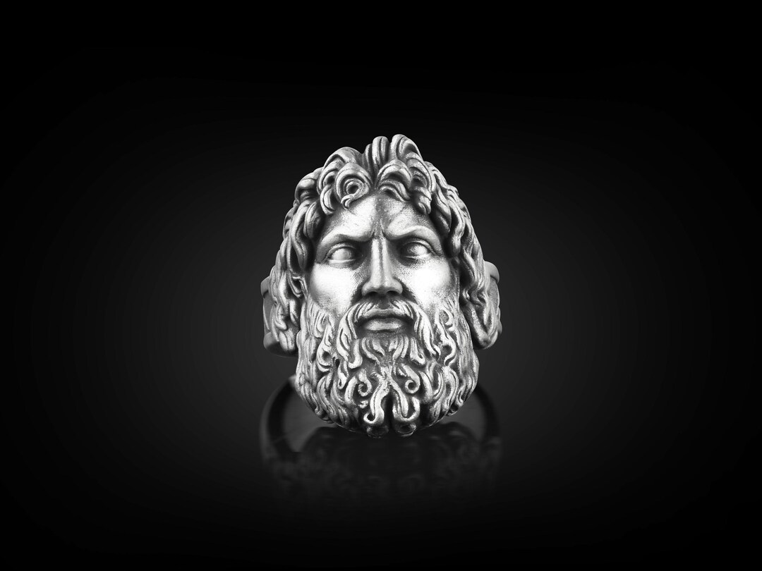 Zeus King of the Gods Ancient Ring for Men in Sterling Silver, Greek ...