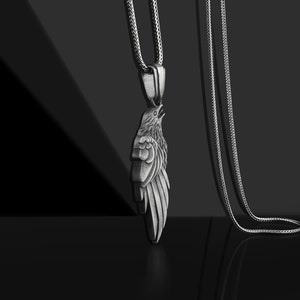 Bird of Prophecy Raven Necklace Oxidized Crow Mens Pendant in - Etsy