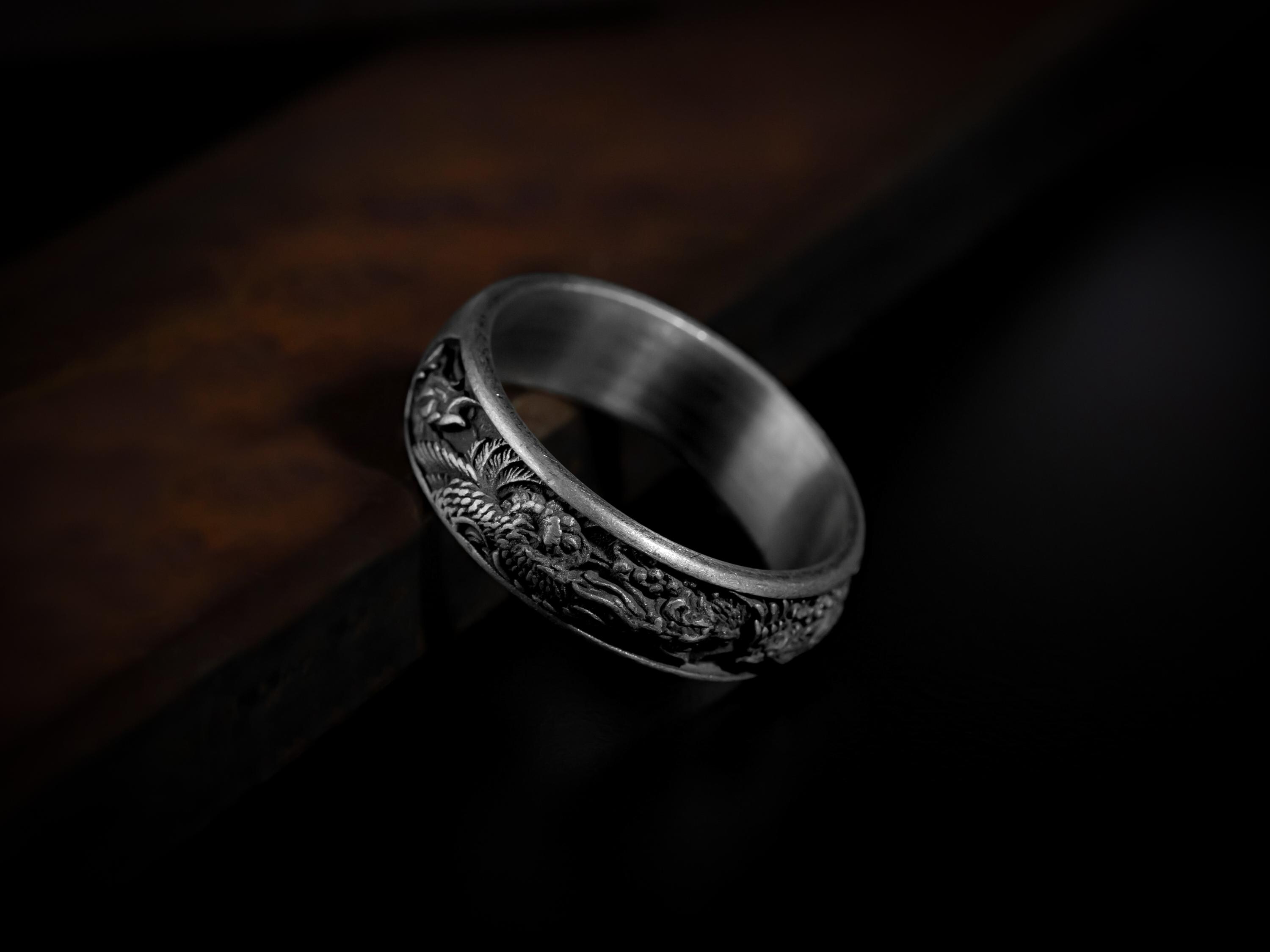 Basan Fire Bird Japanese Mythology Silver Band Ring for Men in Silver ...