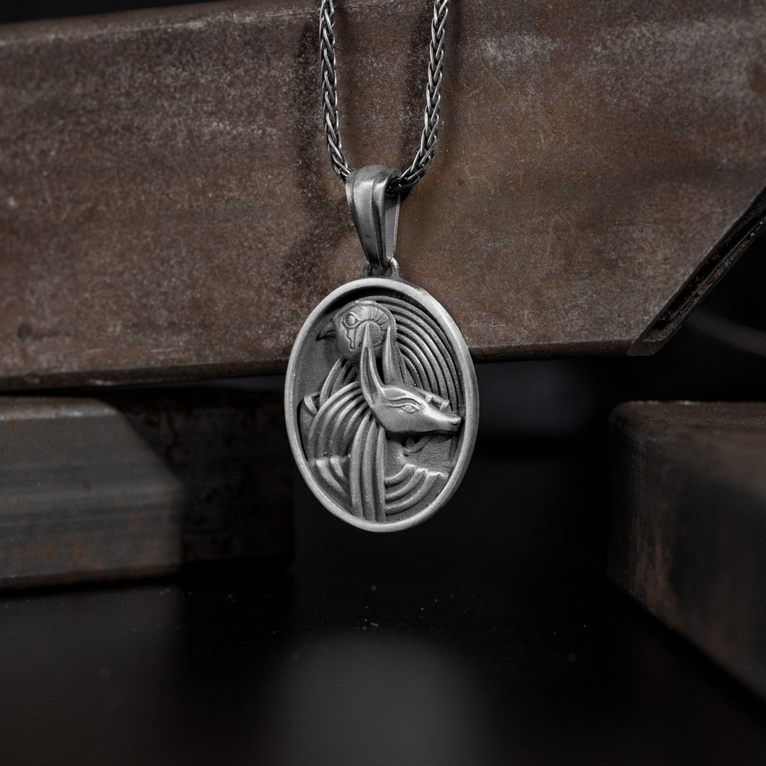 Silver Anubis Pendant Necklace for Men or Women, Egyptian Mythology ...