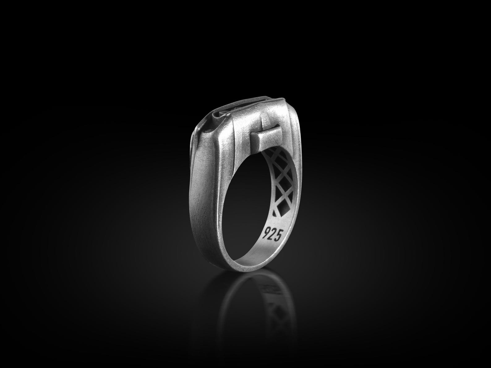 Ford Signet Ring for Mens, Sterling Silver Ring, Ford Mustang Boss 1969 ...