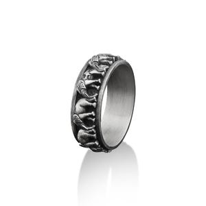 Elephants Handmade Sterling Silver Men Band Ring, Elegant Elephants ...