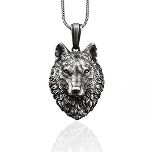 Wild Wolf Silver Mens Necklace, Best Wolf Men Necklace, Nodric Wolf ...