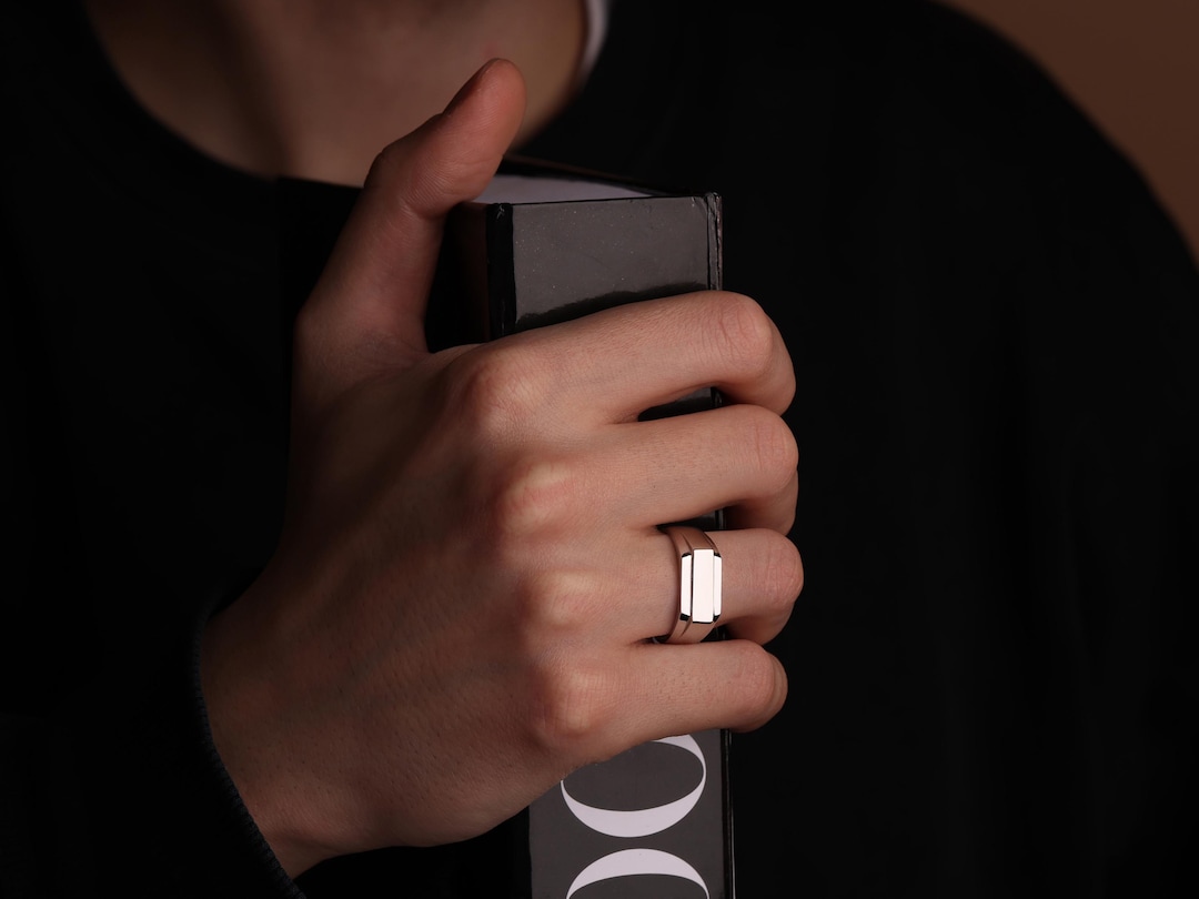 Minimalist Ring for Men in Sterling Silver, Sleek Modern Design Men ...