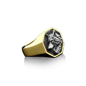 Handmade Alpha Wolf Men's Ring, 925 Silver Wild Wolf Signet Man Ring ...