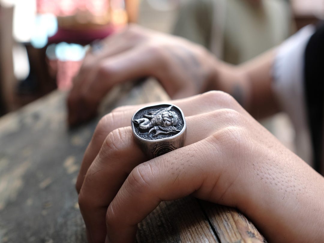 Namaste Elephant Handmade Sterling Silver Men Signet Ring, Elephant ...