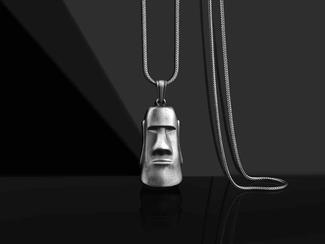 Moai Head Silver Antique Necklace Sterling Silver Pagan - Etsy