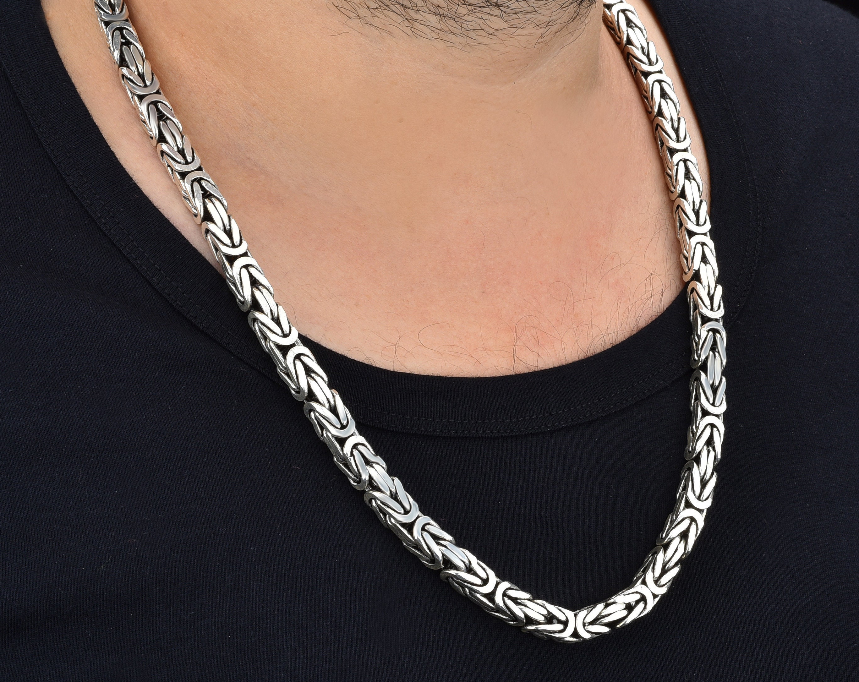 8mm Byzantine Chain Bali Byzantine Necklace Men Silver Chain - Etsy
