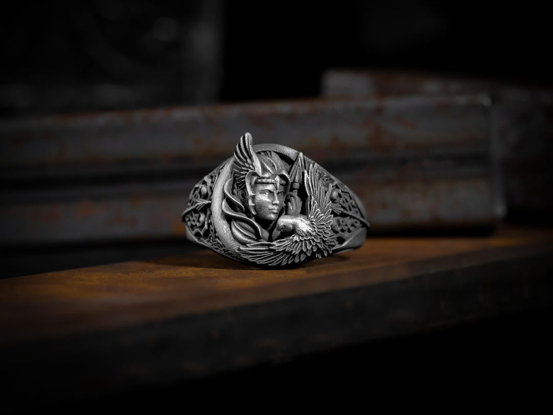 Sterling Silver Valkyrie Ring for Men in Sterling Silver, Goddess Freya ...