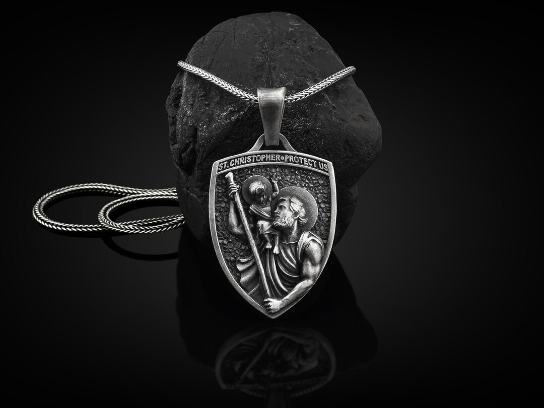 Collier homme en argent sterling fait main Saint-Christophe nous ...