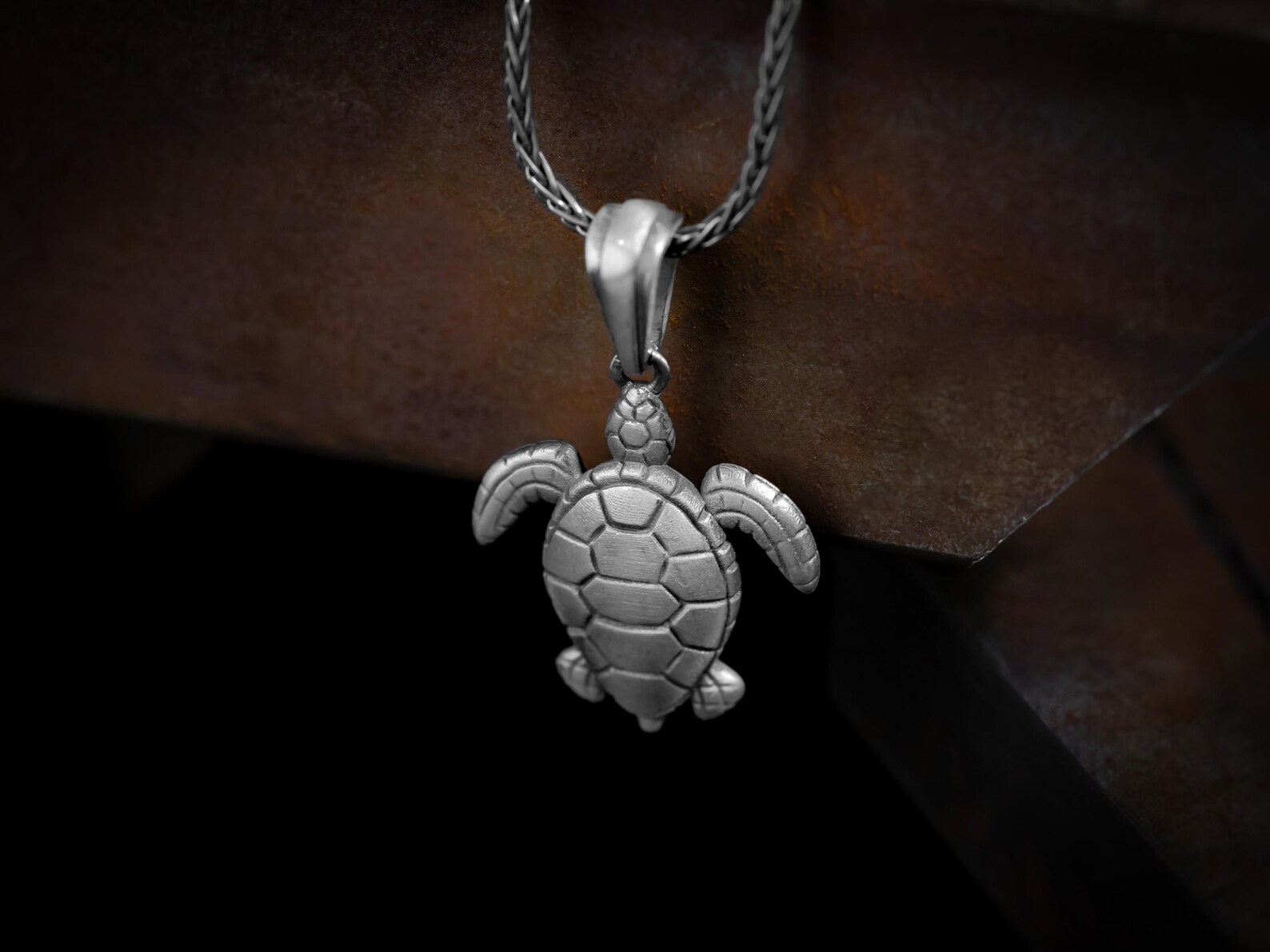 Sea Turtle Caretta Necklace Silver Pendant for Men or Women, Sterling ...