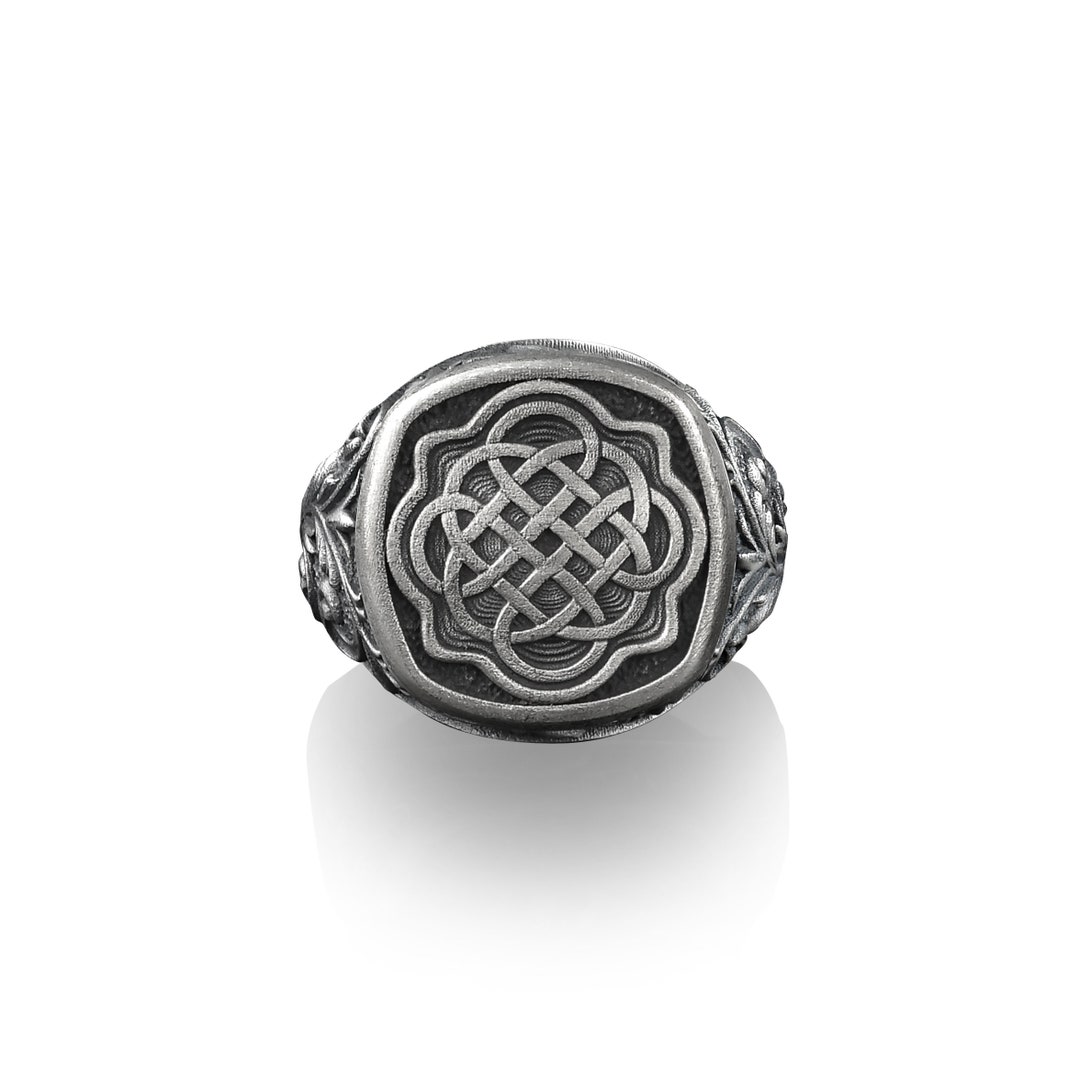 Unique Celtic Knot Signet Rings for Men in Sterling Silver, Victorian ...