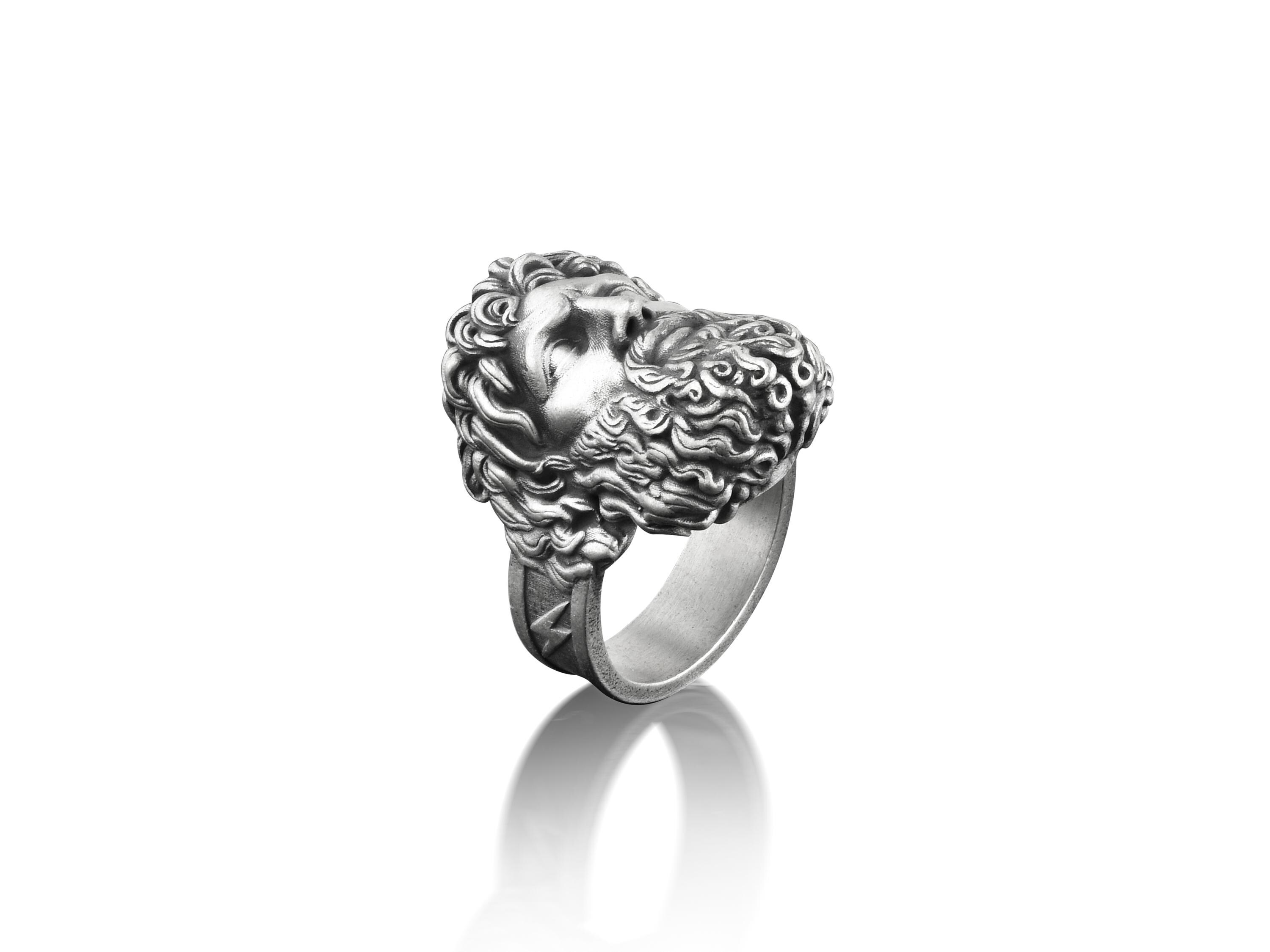 Zeus King of the Gods Ancient Ring for Men in Sterling Silver, Greek ...