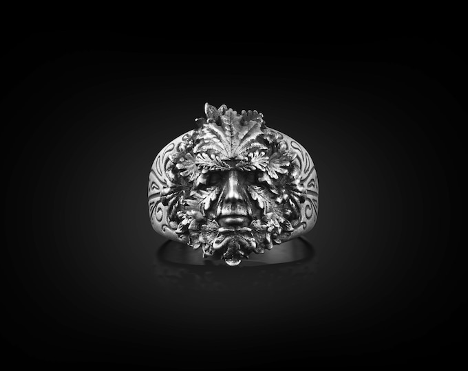 Green Man Ring in Sterling Silver - Etsy