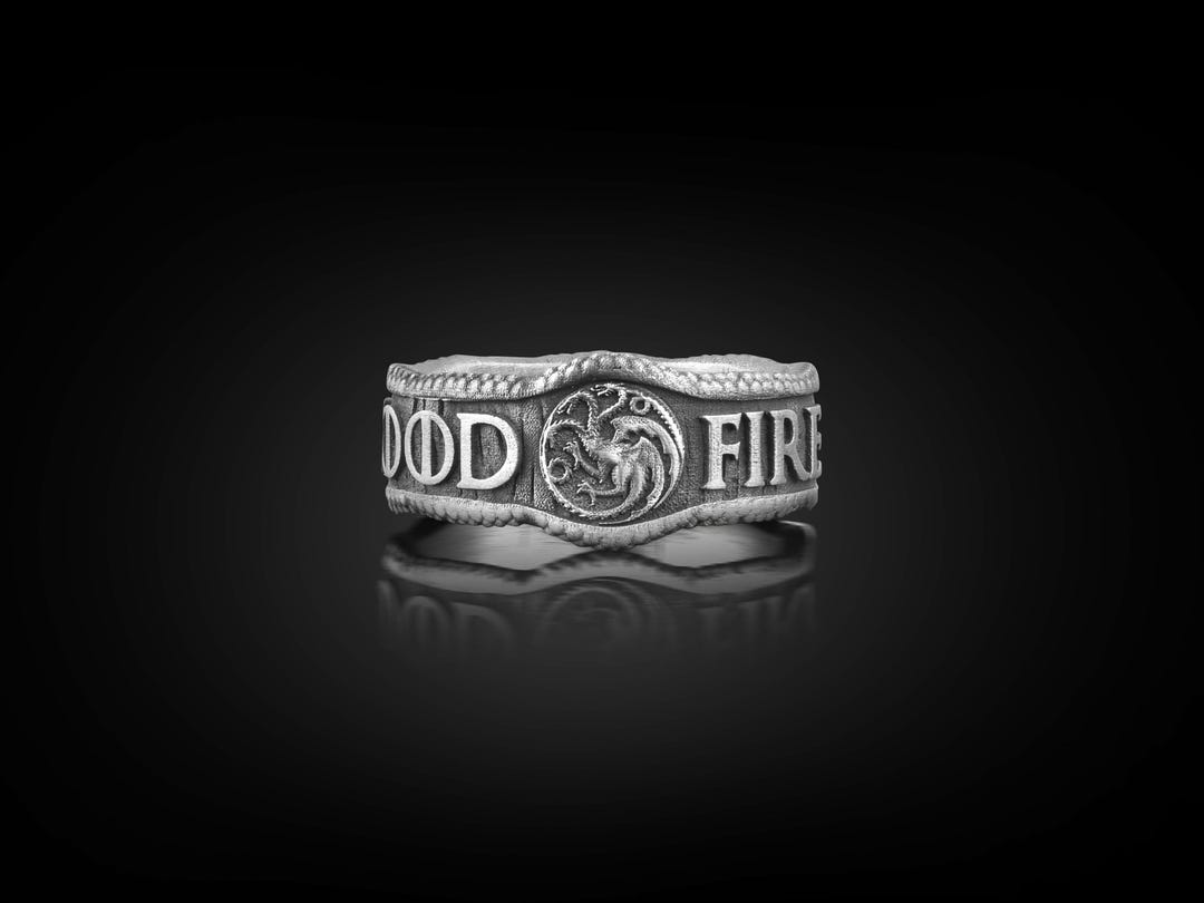 Fire and Blood Ring in Sterling Silver, House Targaryen Fantasy Ring ...