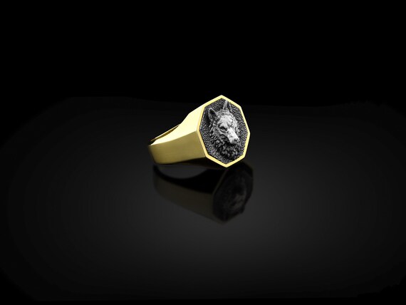 Alpha Wolf Signet Man Ring Handmade Silver Wolf Men Ring 925 | Etsy