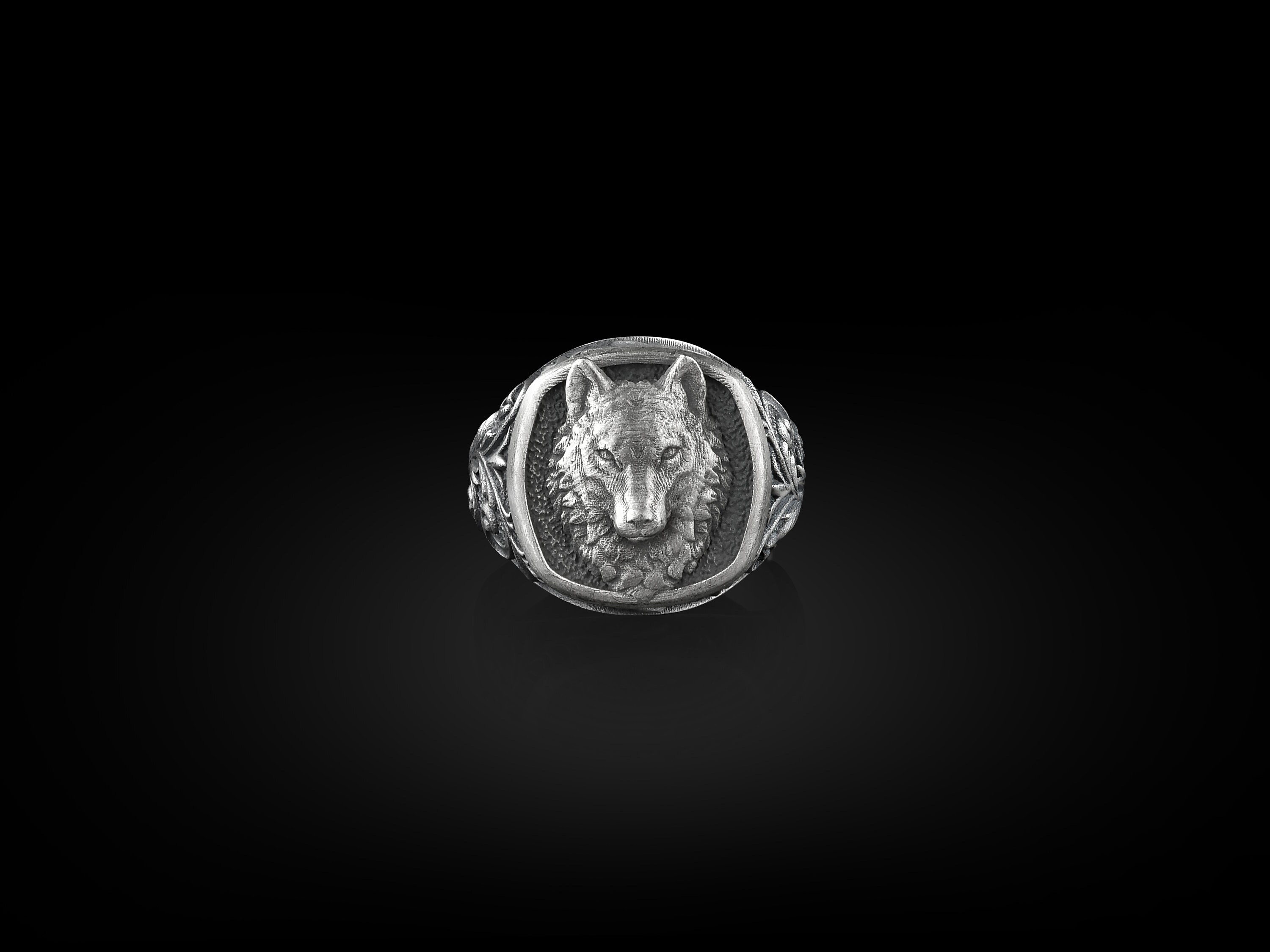Victorian Pattern With Fenrir Wolf Ring for Men Pinky Signet - Etsy