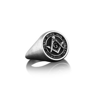 Masonic Pinky Signet Ring in Silver, Freemason Ring for Husband in ...