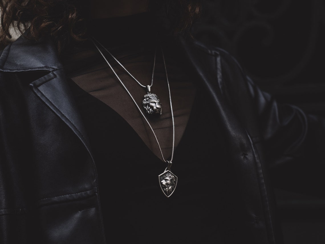 Tiger Head Silver Men Necklace Angry Tiger Men Pendant Wild - Etsy