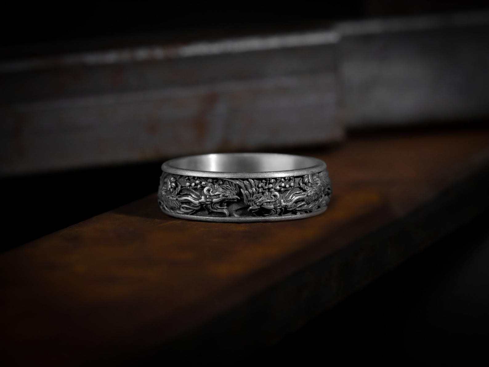 Basan Fire Bird Japanese Mythology Silver Band Ring for Men in Silver ...