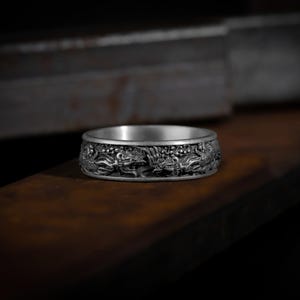 Basan Fire Bird Japanese Mythology Silver Band Ring for Men in Silver ...