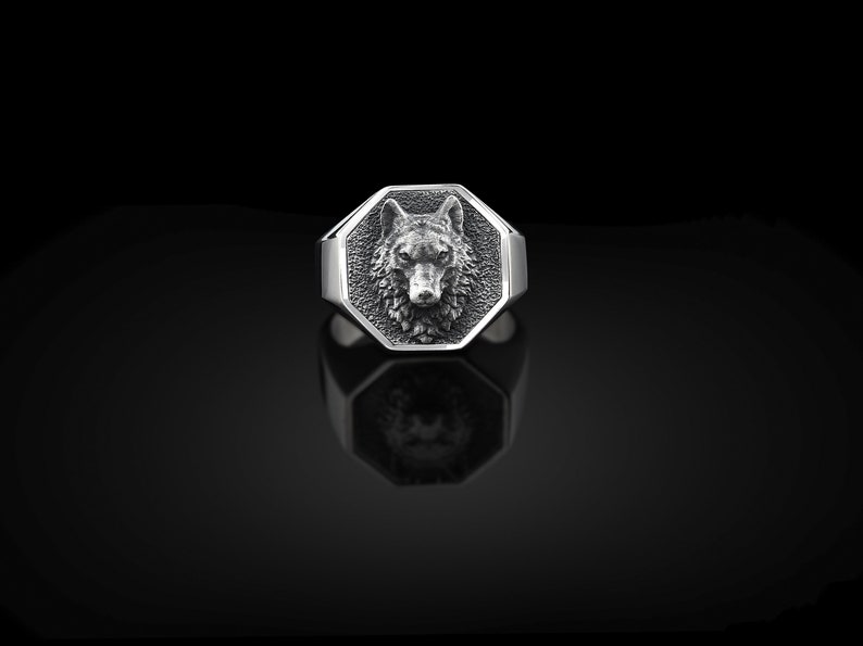 Handmade Silver Wolf Men Ring Alpha Wolf Signet Man Ring 925 - Etsy