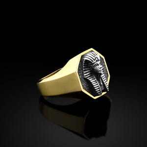 Sterling Silver Pharaoh Man Ring, Handmade Egyptian Pharaoh Signet Men ...