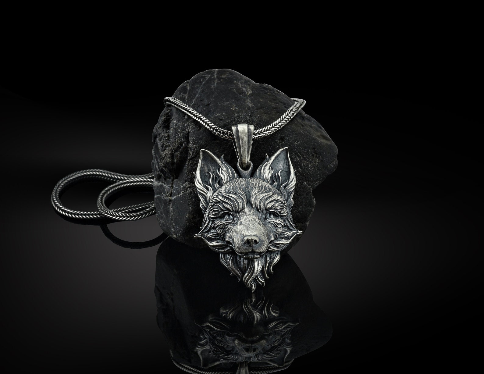 Handmade Silver Fox Necklace Best Fox Oxidized Silver | Etsy