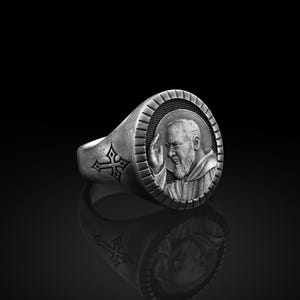 Handmade Sterling Silver Padre Pio Signet Ring for Men, Catholic Gift ...