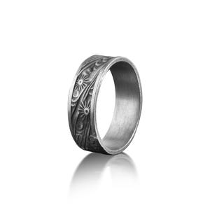 Sky Stars and Sun Mens Band Ring, Celestial Sterling Silver Jewelry ...