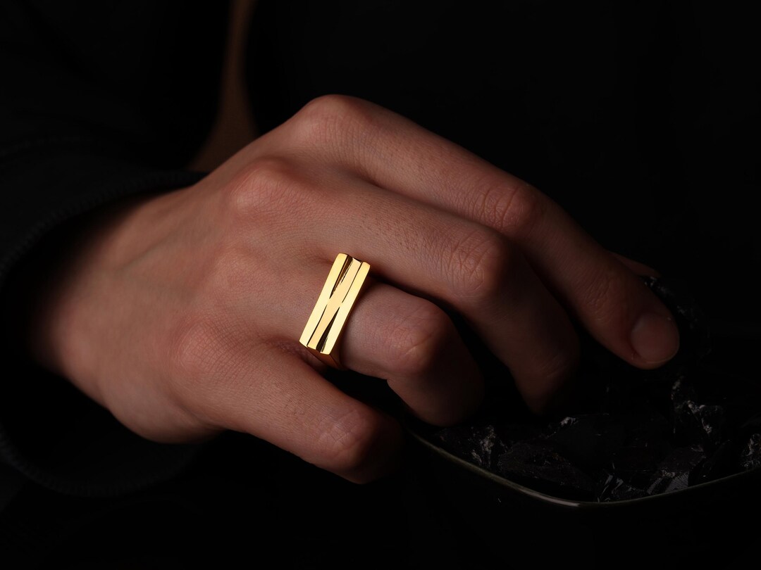 Unique Signet Ring for Men in 14k Gold, Extraordinary Men Signet Ring ...