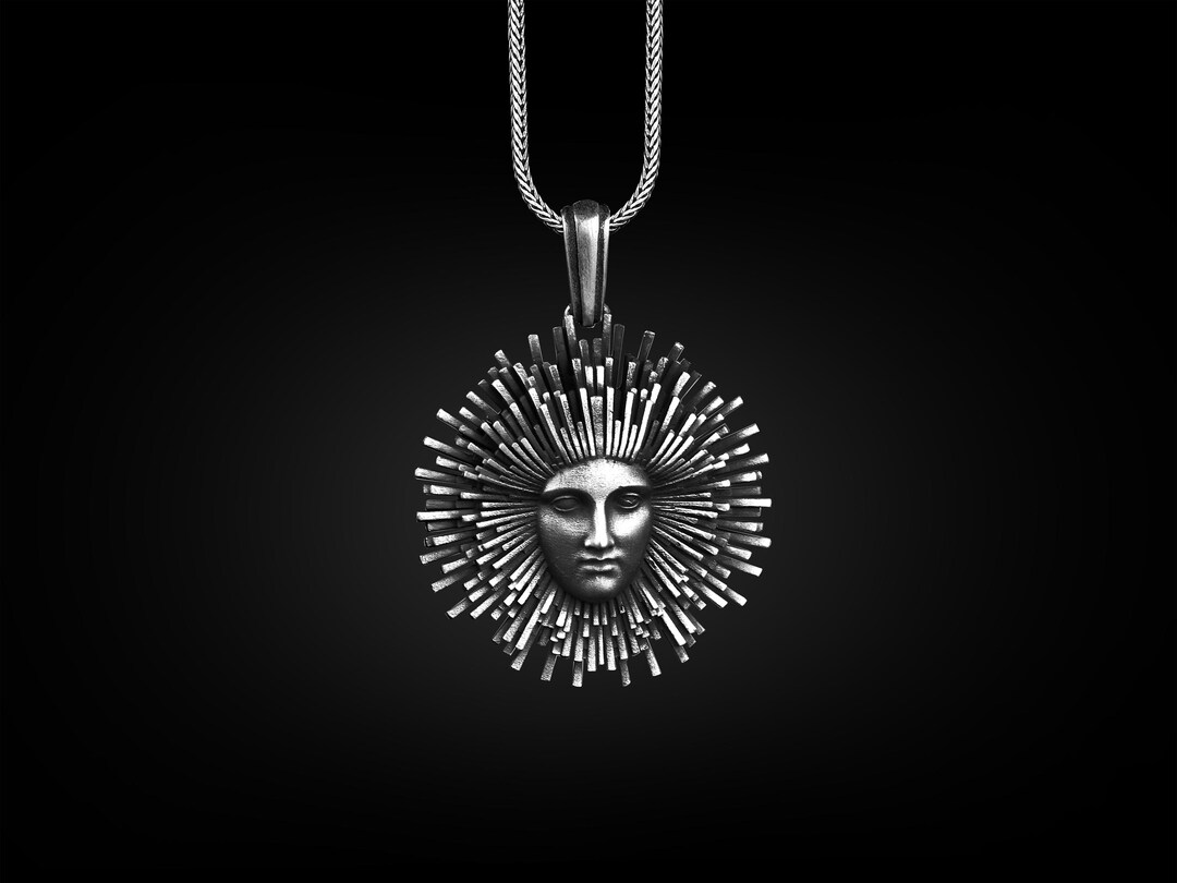 Apollo Sun God Unique Mens Necklace in Silver, Greek Mythology Necklace ...