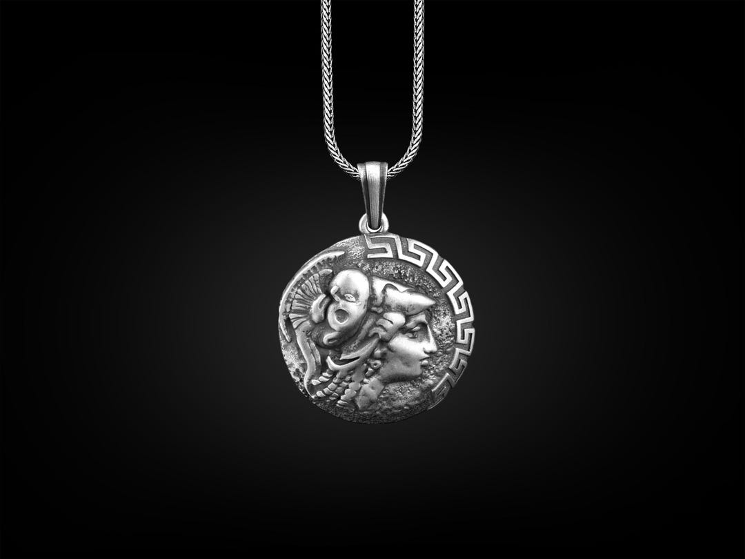 Gorgon Athena Necklace in Sterling Silver, Ancient Greek Handmade Men ...