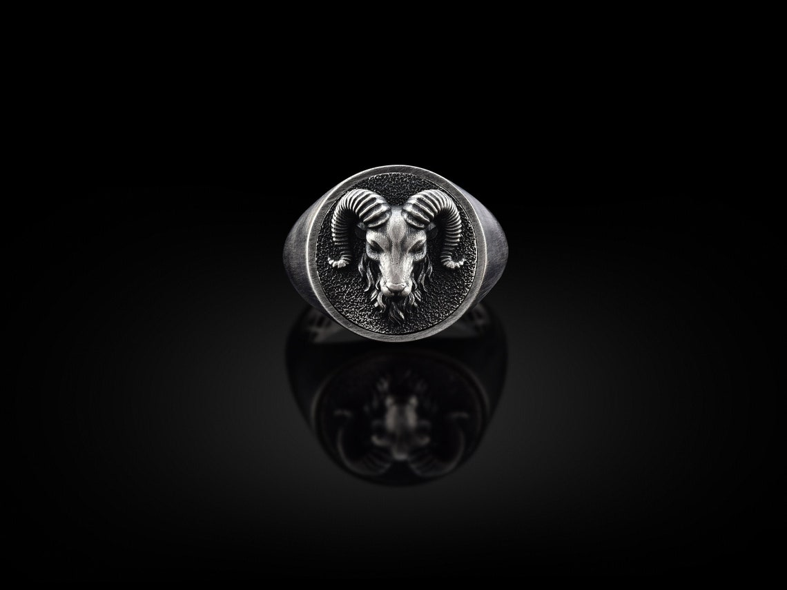 Aries Ram Handmade Signet Ring Sterling Silver Aries Ram - Etsy