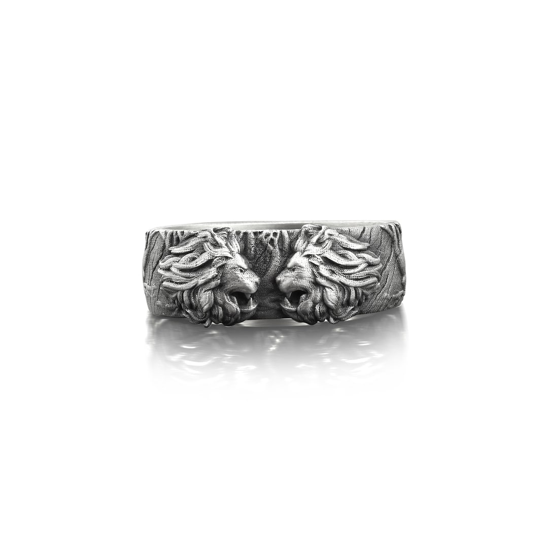 Male Lion Mens Ring in Sterling Silver, Leo Animal Ring for Boyfriend ...