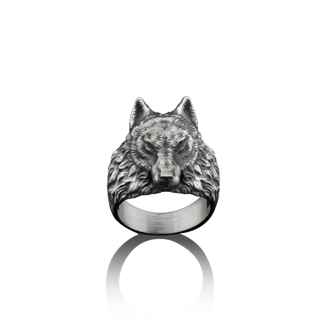 Wolf Handmade Silver Ring, 3D Wolf Head Silver Jewelry, Wolf Head ...