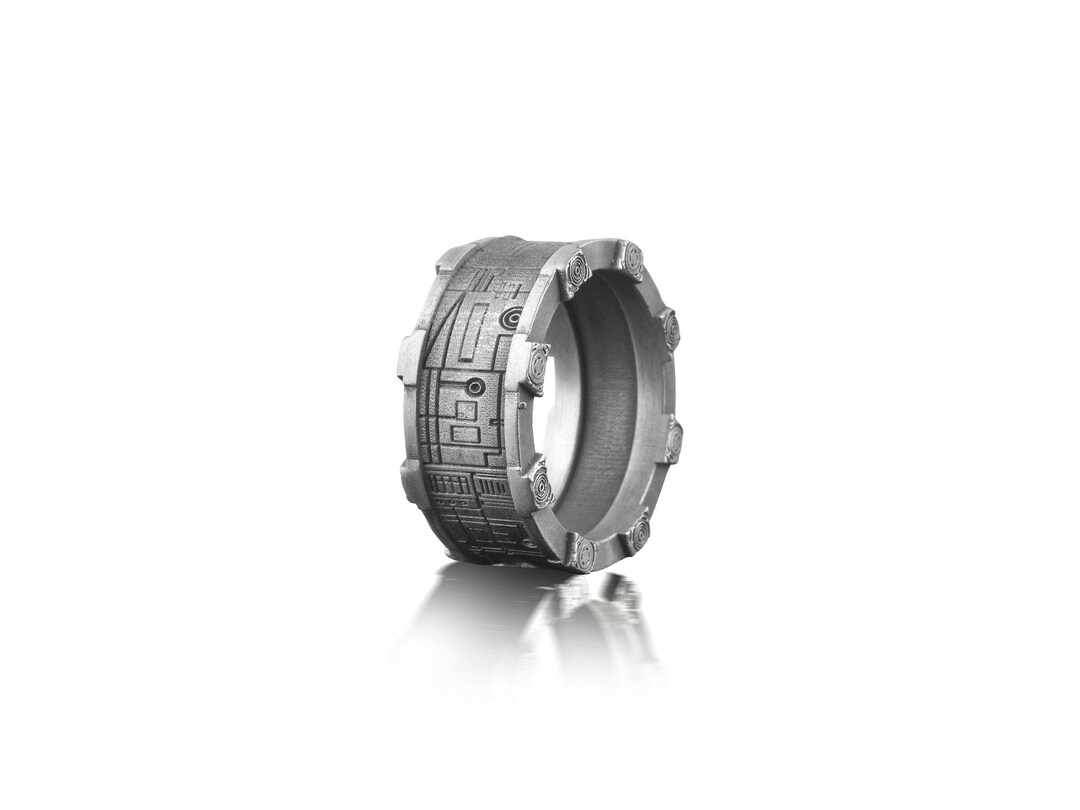 Cyberpunk Futuristic Weddşng Ring for Men in Silver Goth - Etsy