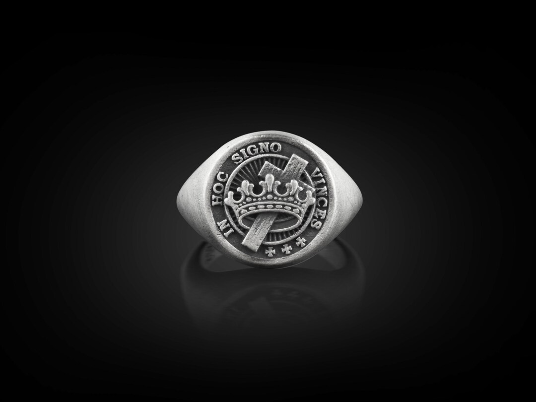 Cross Pinky Signet Ring in Silver, Knight Templar Christian Ring for ...
