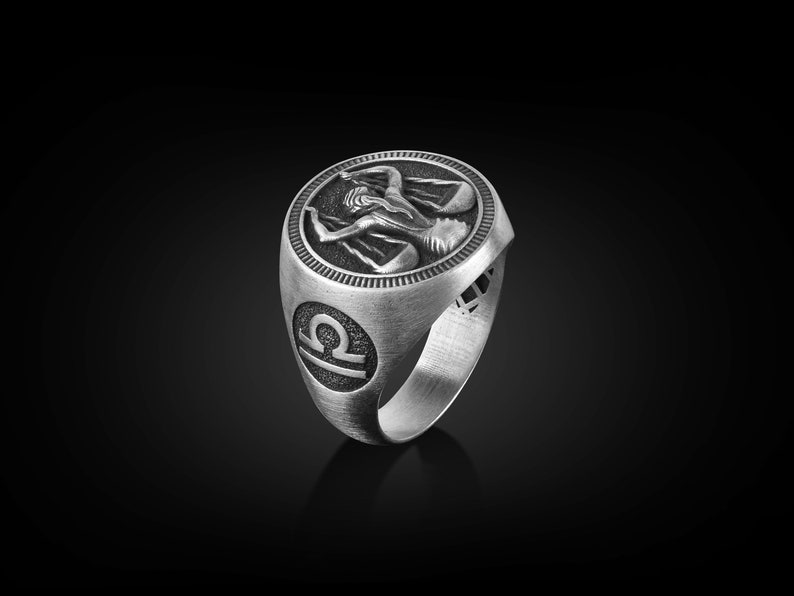 Libra Engraved Signet Ring for Men Male Pinky Ring in - Etsy