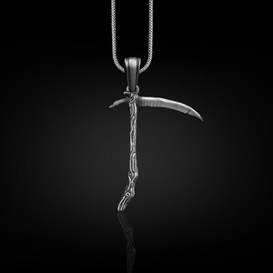 Scythe Pendant Silver Necklace, Unique Sickle Necklace, Sterling ...
