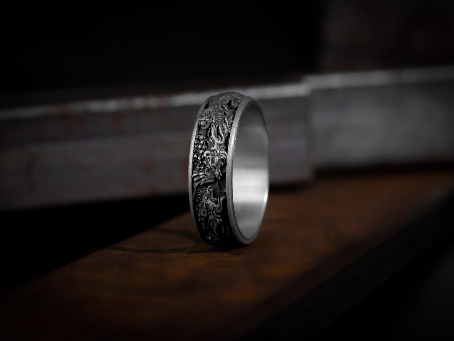 Basan Fire Bird Japanese Mythology Silver Band Ring for Men in Silver ...