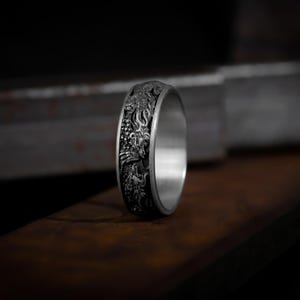 Basan Fire Bird Japanese Mythology Silver Band Ring for Men in Silver ...