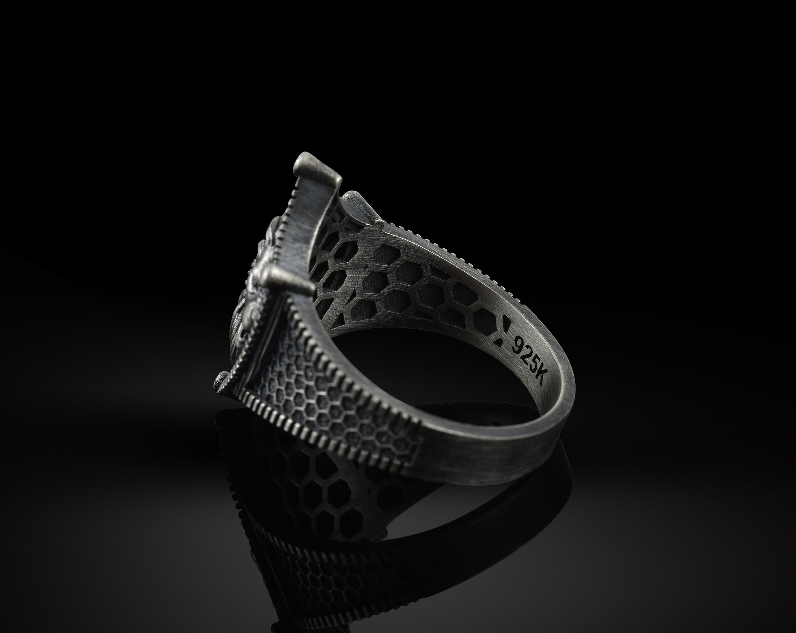 Bull Head Mens Ring Silver Bull Ring Silver Shield Mens | Etsy