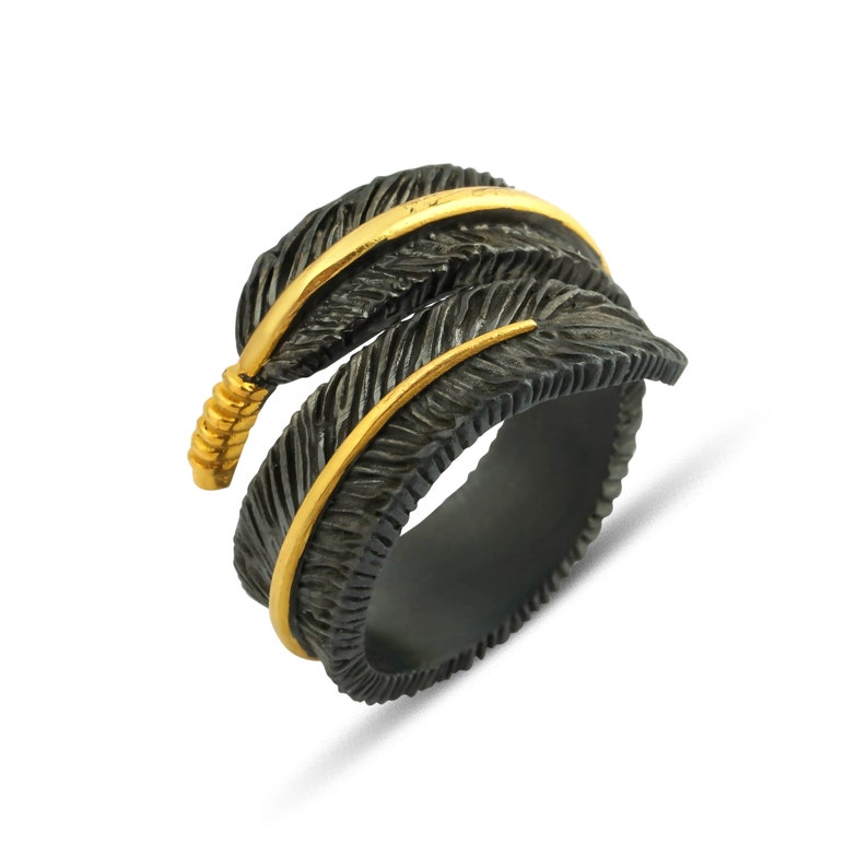 Silver Feather Ring Sterling Silver Men Jewelry Oxidized | Etsy