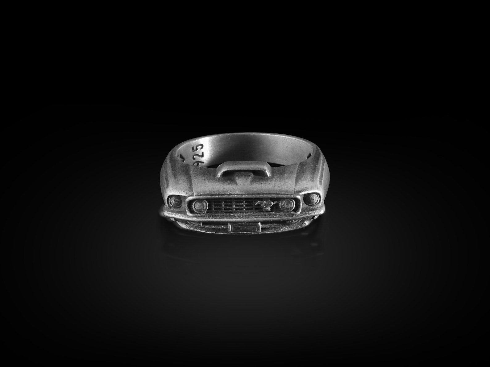 Ford Signet Ring for Mens, Sterling Silver Ring, Ford Mustang Boss 1969 ...