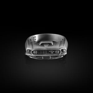 Ford Signet Ring for Mens, Sterling Silver Ring, Ford Mustang Boss 1969 ...