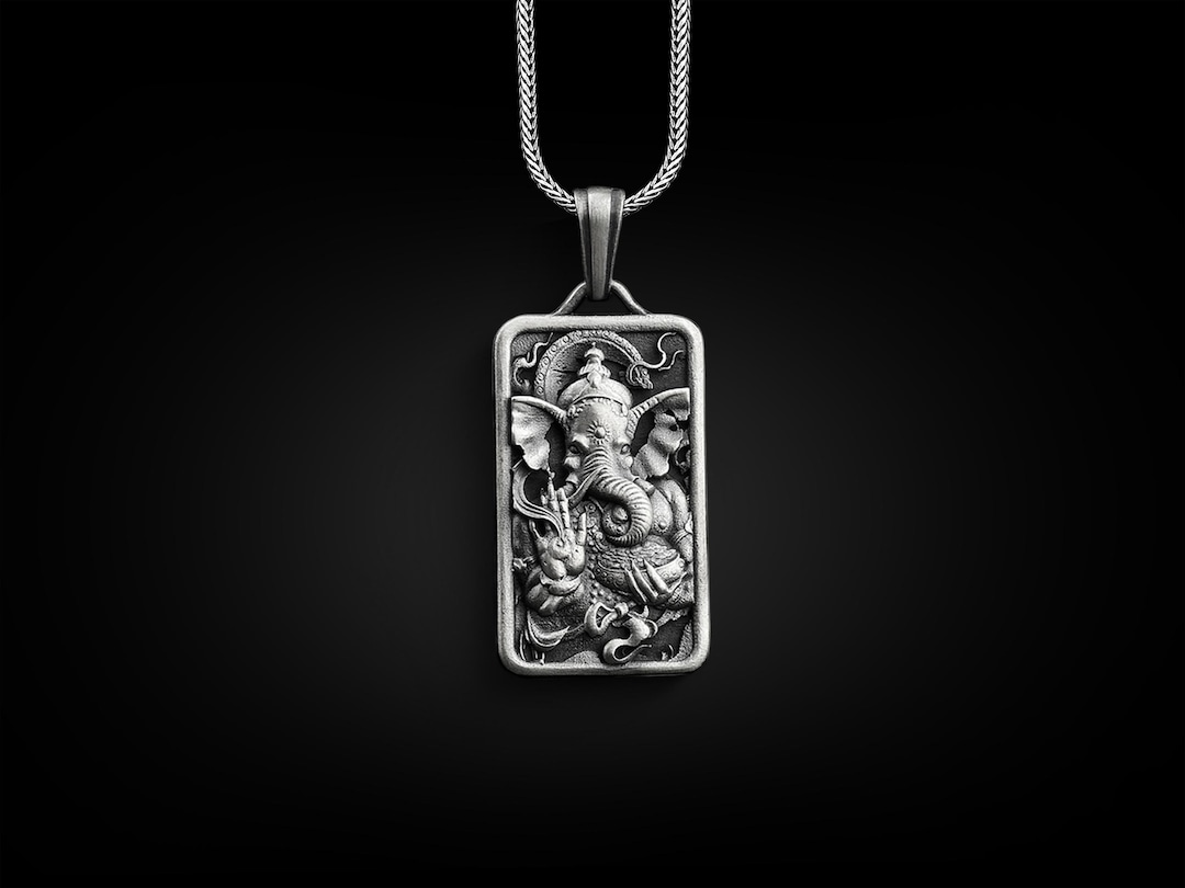 Silver Namaste Elephant Spiritual Men Necklace, 925 Sterling Silver ...