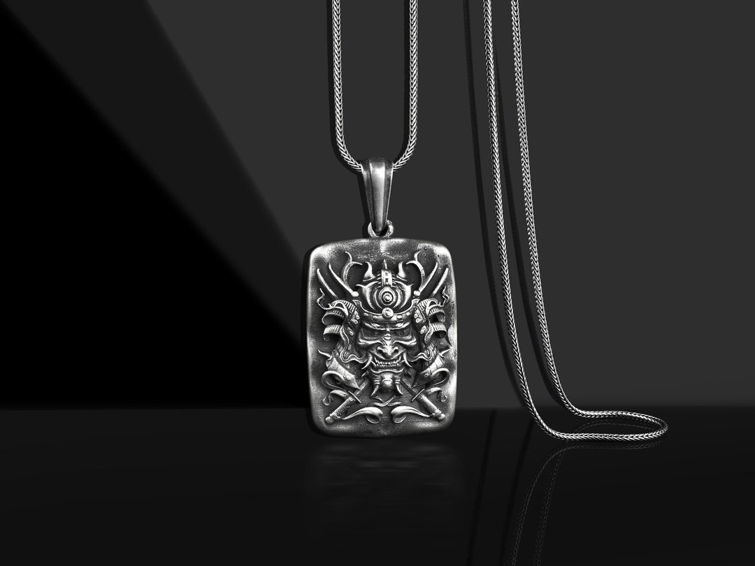 Samurai Gothic Necklace for Men in Solid Silver Japanese - Etsy