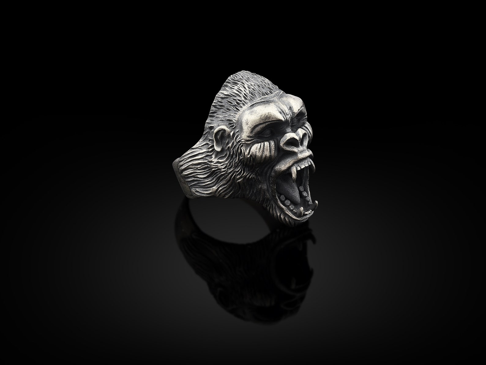 Silver Wild Gorilla Man Ring African Gorilla Men Ring Angry - Etsy UK