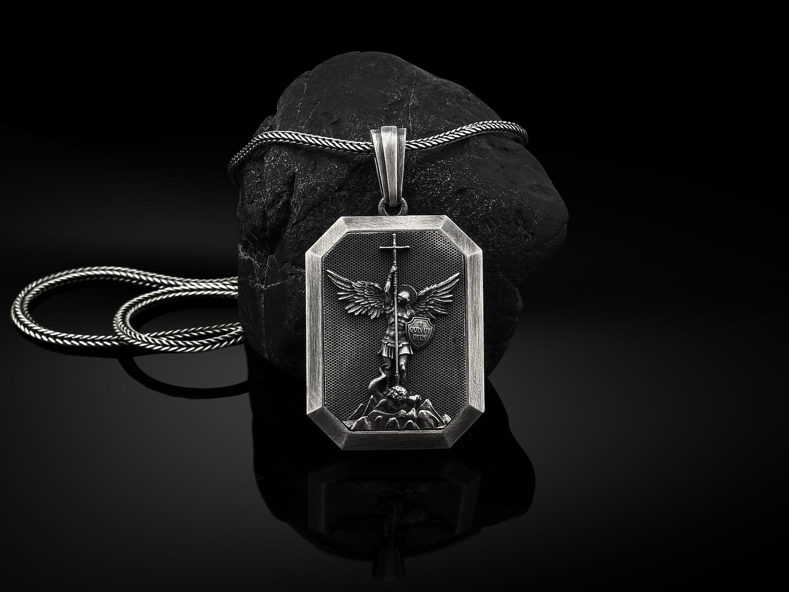 Personalized Archangel Saint Michael Necklace, Solid Silver Archangel ...
